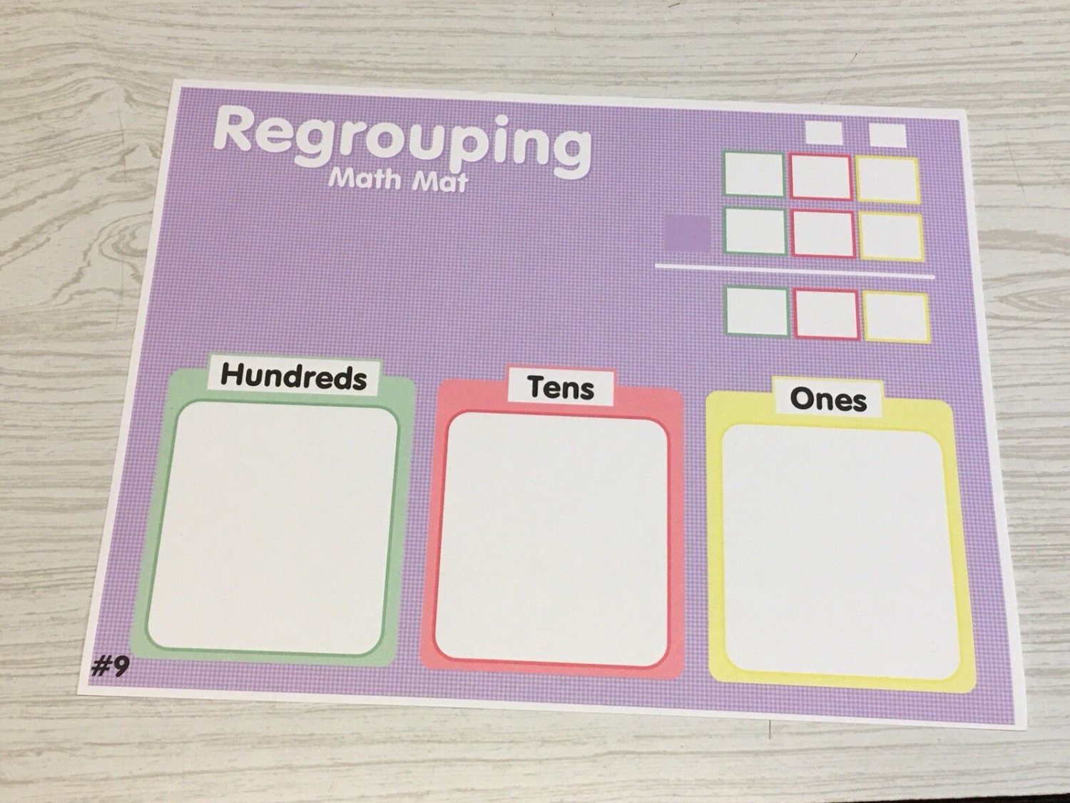 Classroom Set of 10 - Laminated Math Work Mats - Dry Erase #09