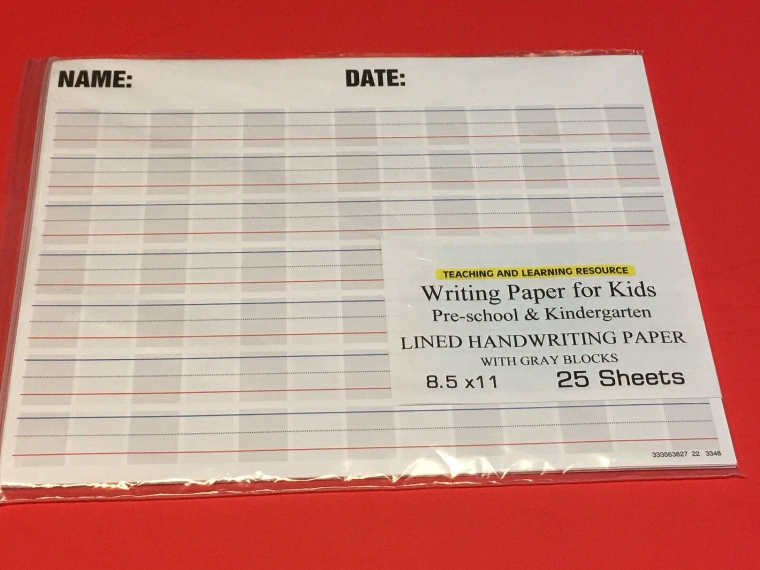 Writing Paper for Kids - Lined Handwriting Practice w/ Gray Blocks 25 ...