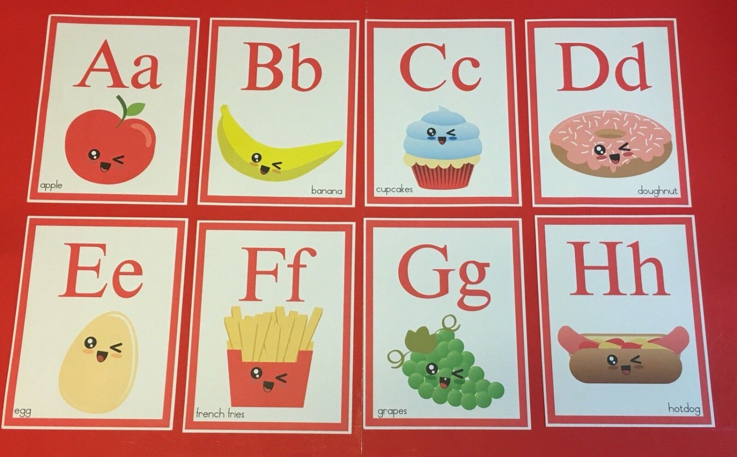26 Letters - The Alphabets of Foods Cute Classroom Decor Posters 8.5 x11