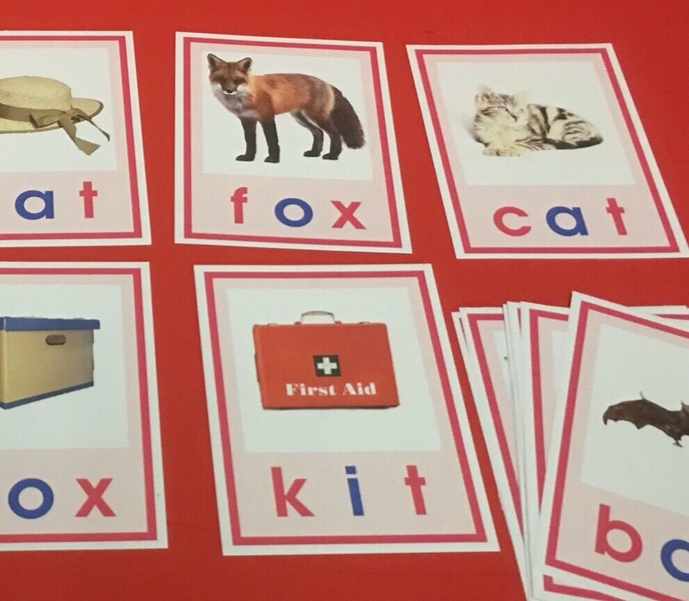 Pink Series Montessori - CVC WORDS & PICTURE CARDS- 52 Laminated Cards