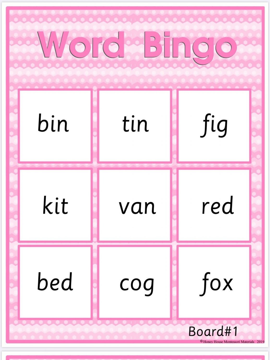 PINK SERIES | Montessori Activity - Word Bingo with Picture cards