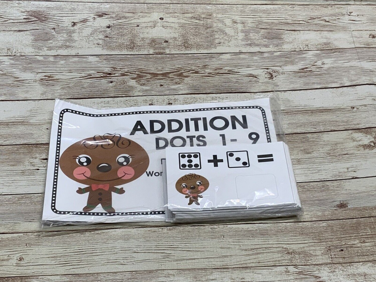 Gingerbread Boy - Themed Learning Centers - Addition Dots 0-9 Laminated