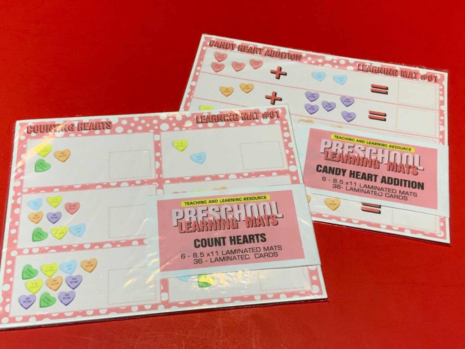 Candy Hearts Valentines - Set of 12 Learning Mats / Cards - Laminated ...