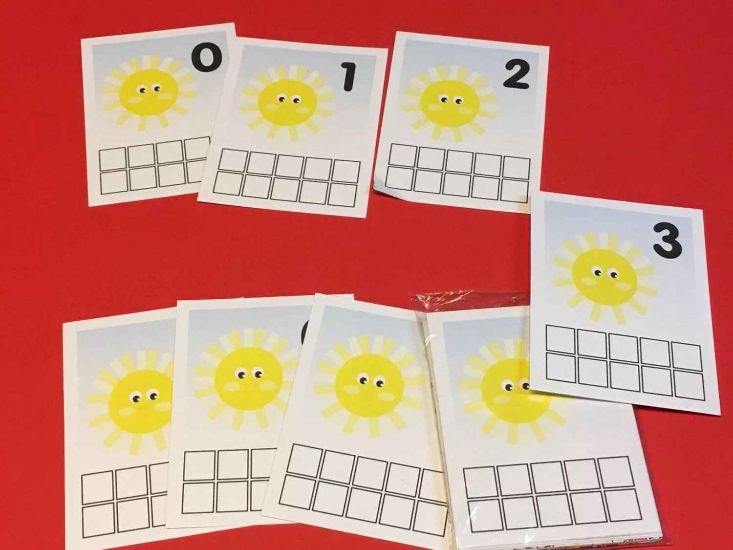 MR. SUNSHINE TEN FRAMES- Laminated Dry Erase cards - Teaching supplies