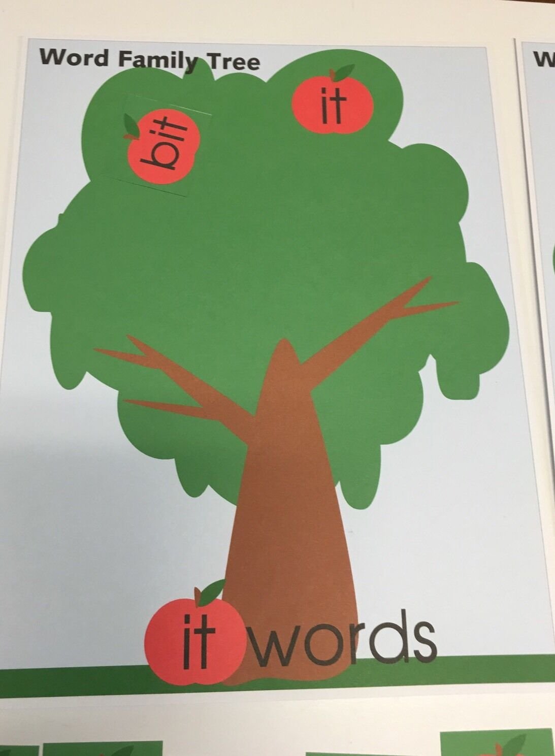 CVC Word Family Tree - Sorting - Laminated Mats and 30 Apple Word cards.