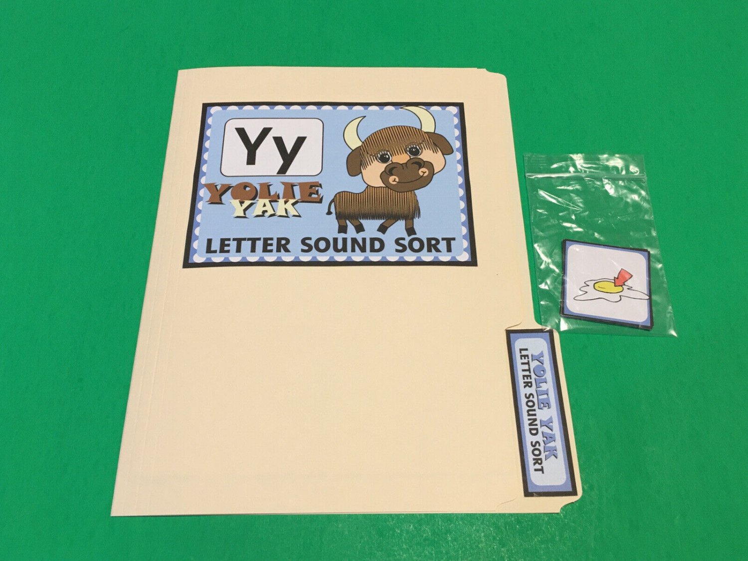 Jolie Yak - Letter Yy - DIY File Folder game - Printed / Uncut