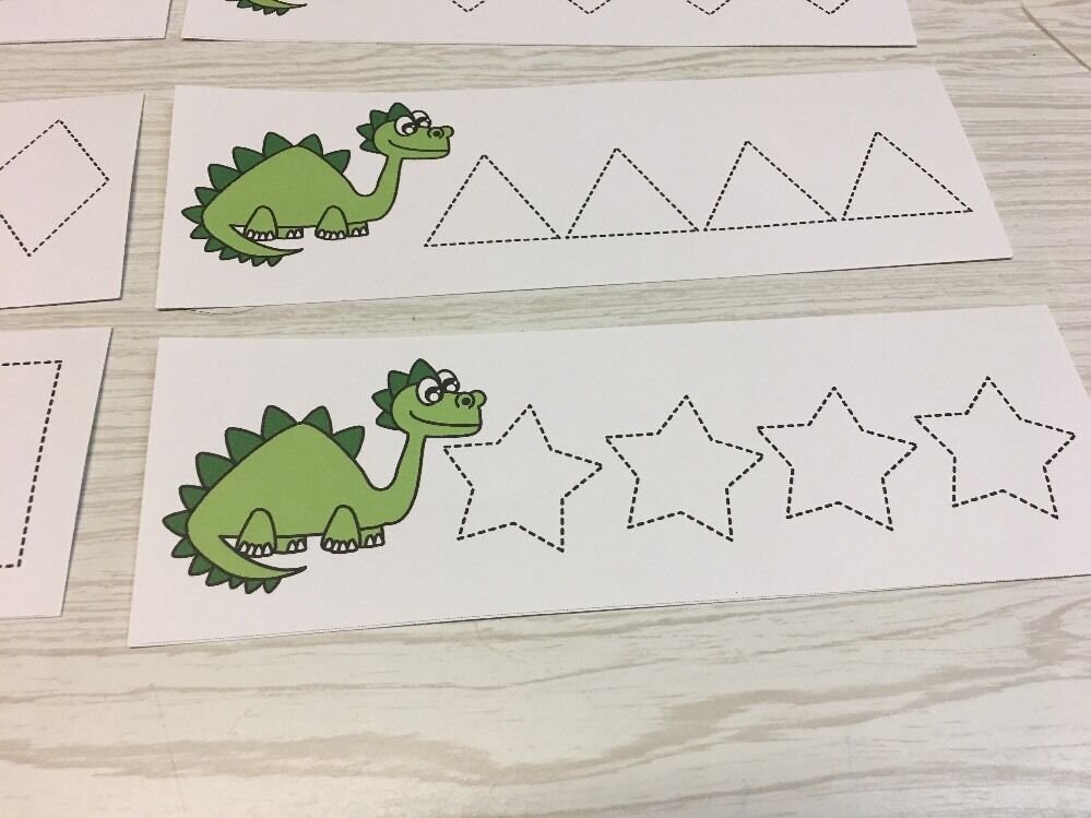 Dinosaur - Shapes Tracing - Laminated Activity Set - Teaching Supplies