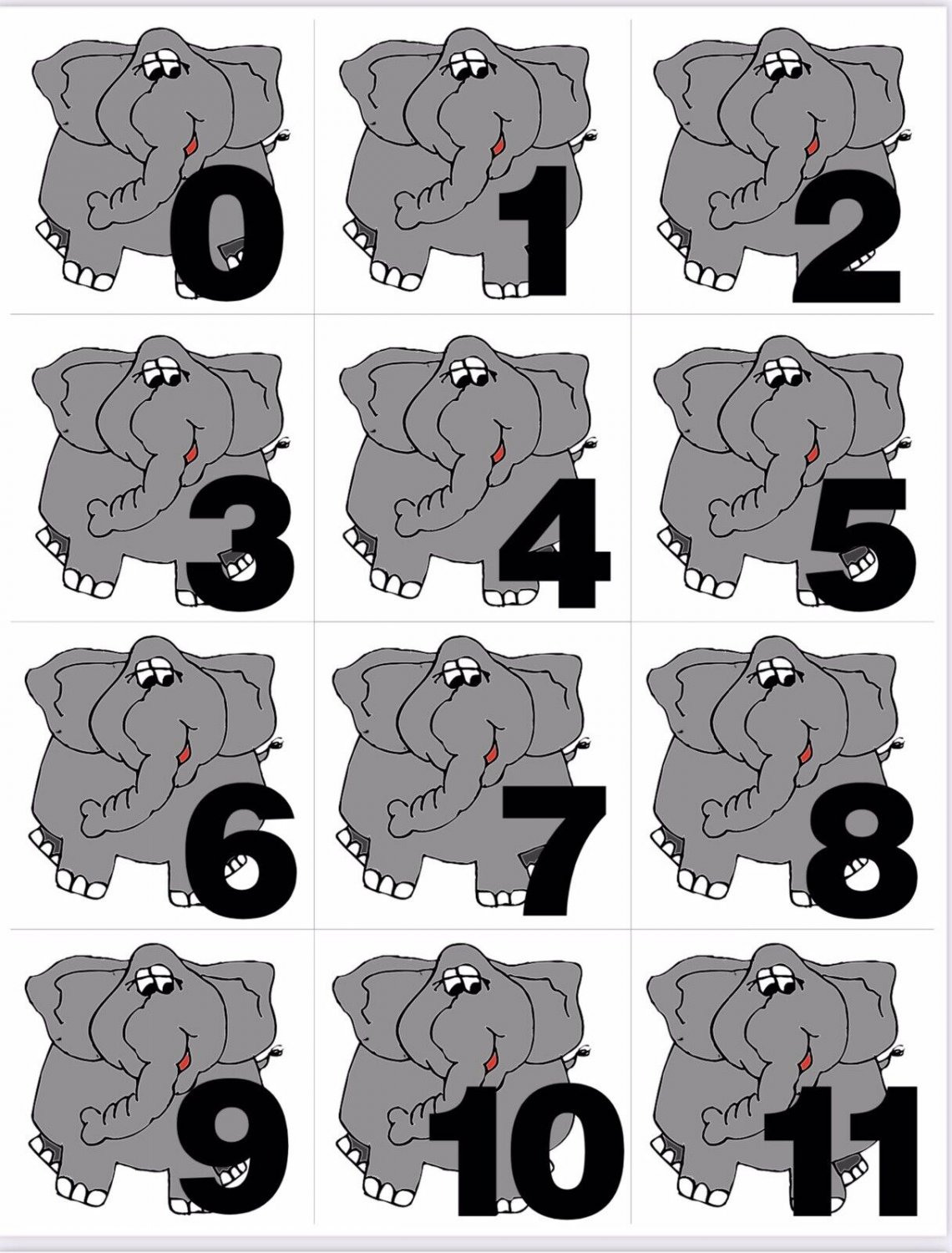 Elephant - Numbers 0-31 Pocket Chart Cards or Calendar Learning ...