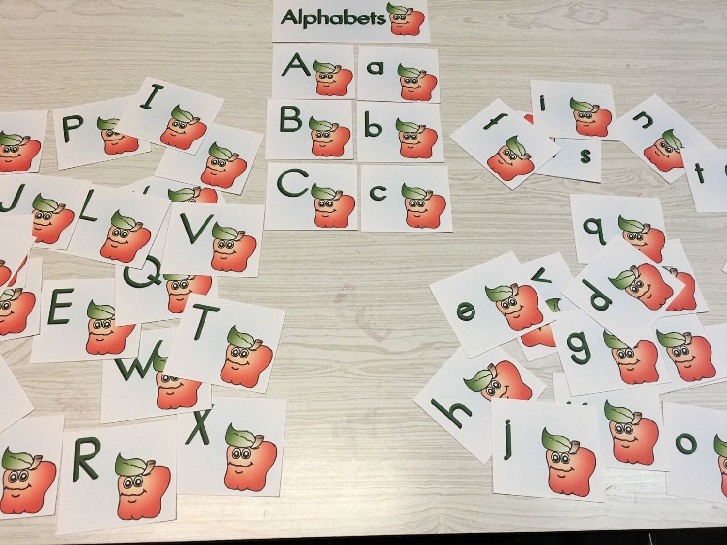 Apple Themed Alphabet Cards - 53 Laminated Card Set- Pre-school ...