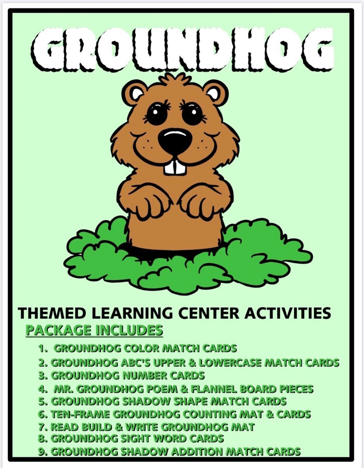 Ground Hog - THEMED Learning Activities Package- LAMINATED