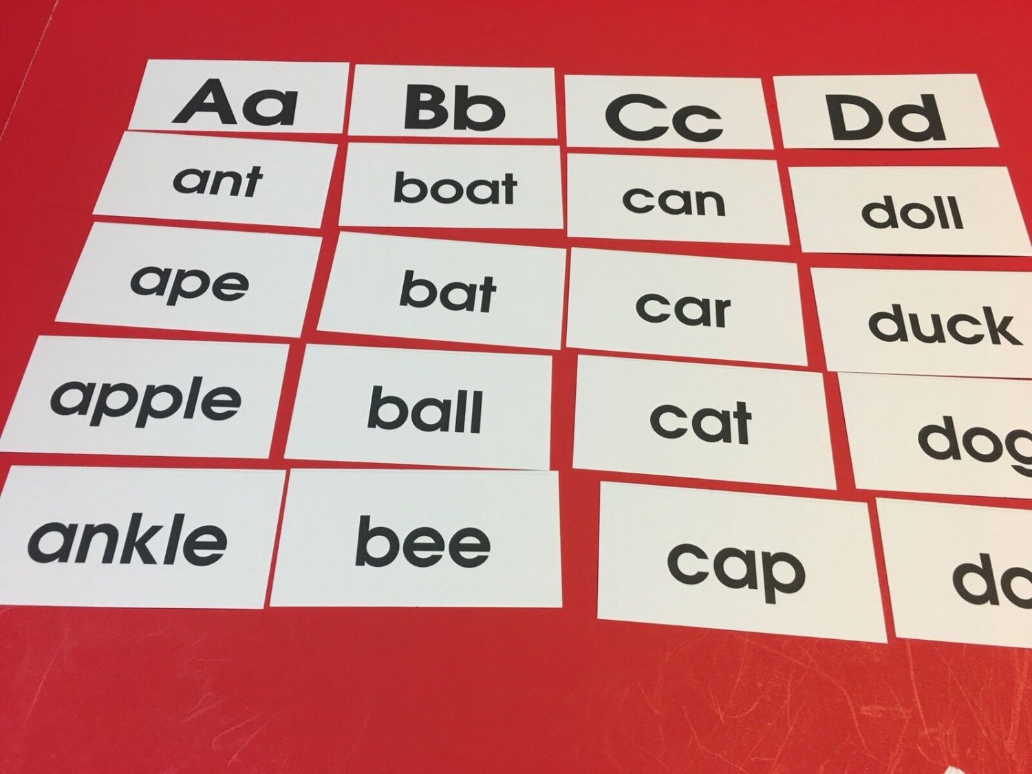 130 Alphabet and Word flash cards. Laminated Card set