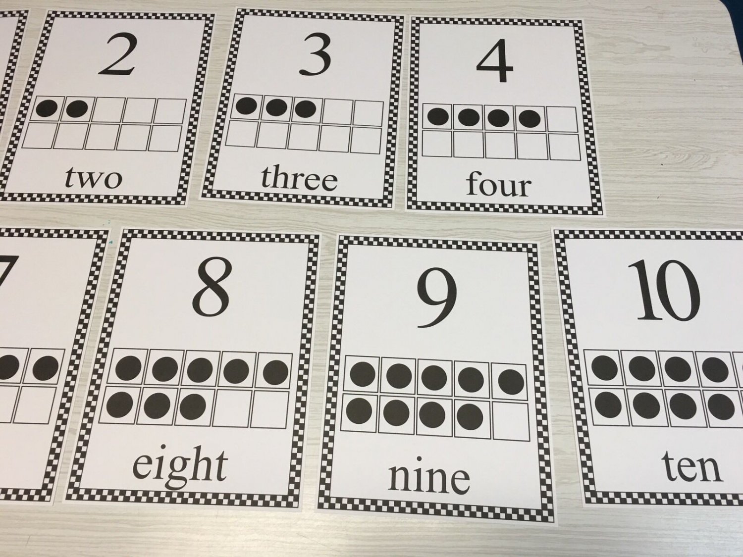 8.5 x 11 Laminated NUMBERS w/ Counting Ten Frame - teaching supplies