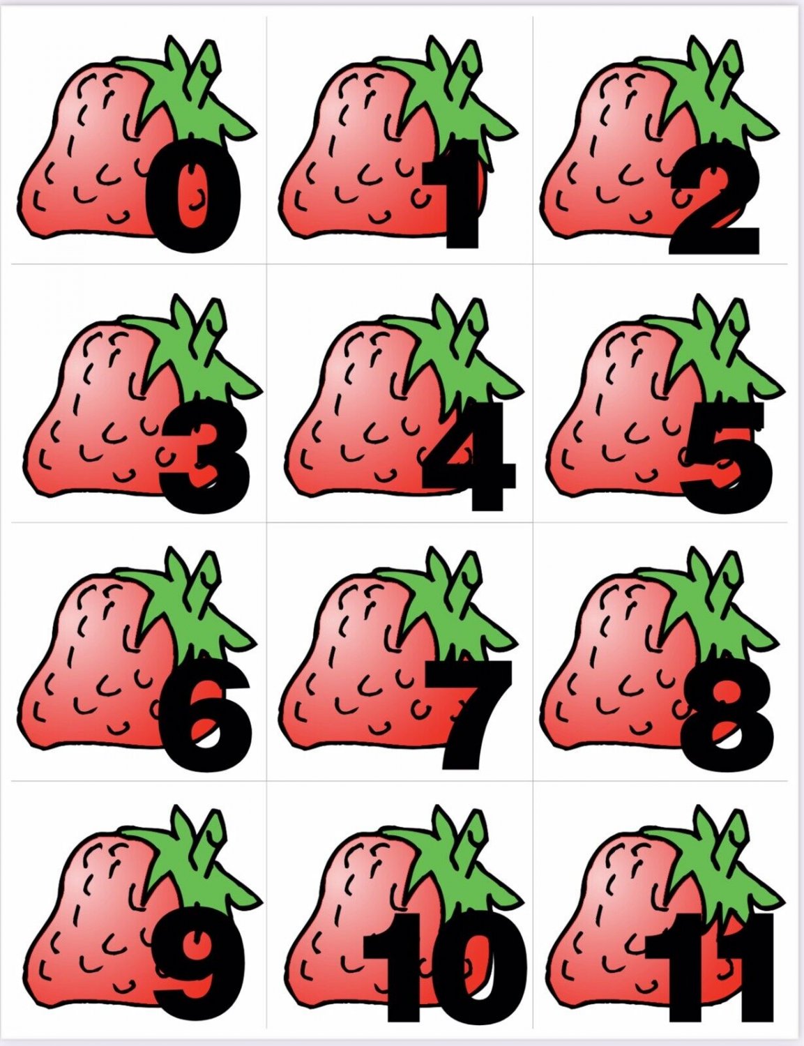 Strawberry Numbers 0-31 Pocket Chart Cards or Calendar Learning ...