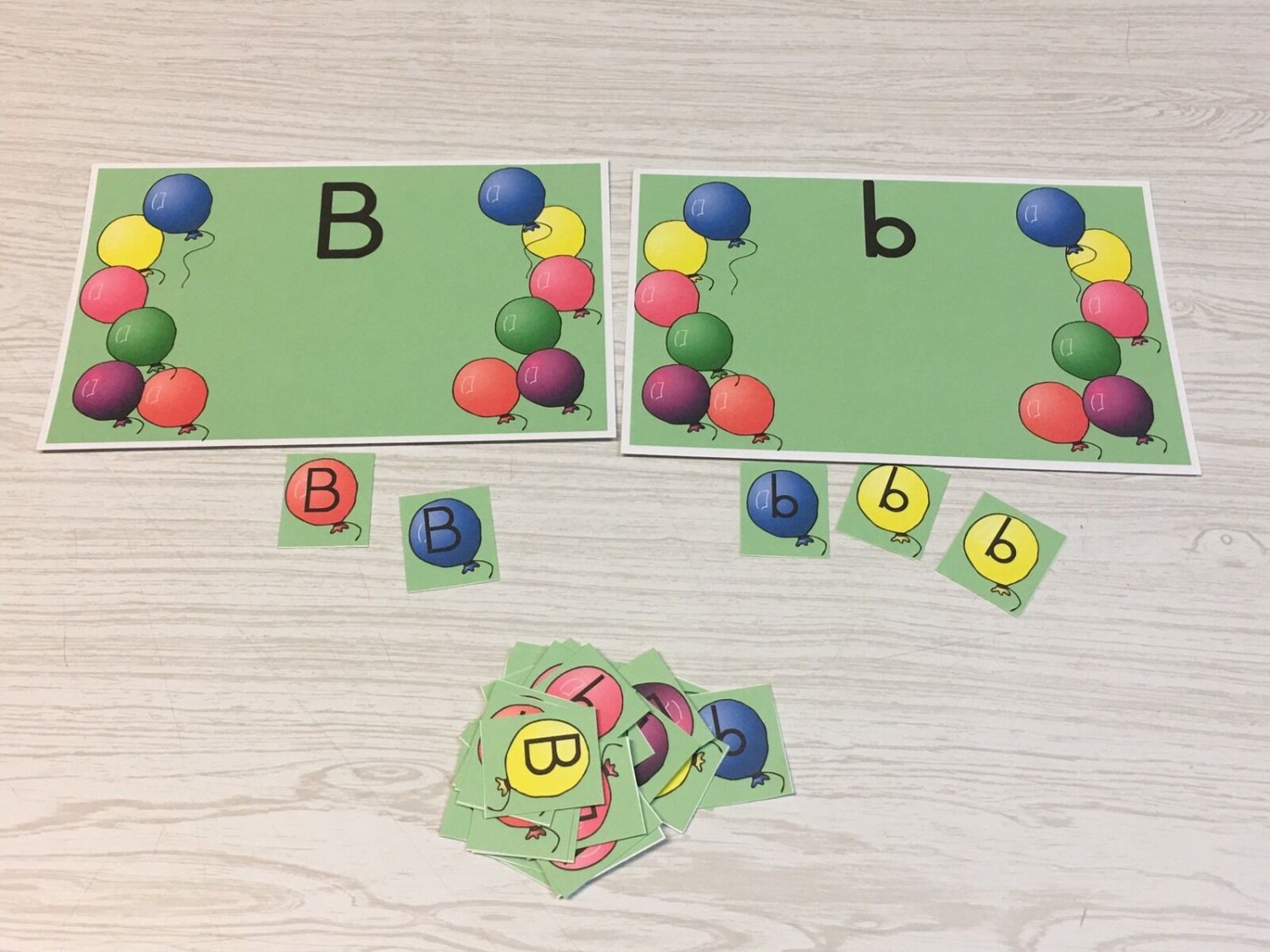 Balloon B Sort - Uppercase Lowercase -Laminated Activity Set - Teaching ...