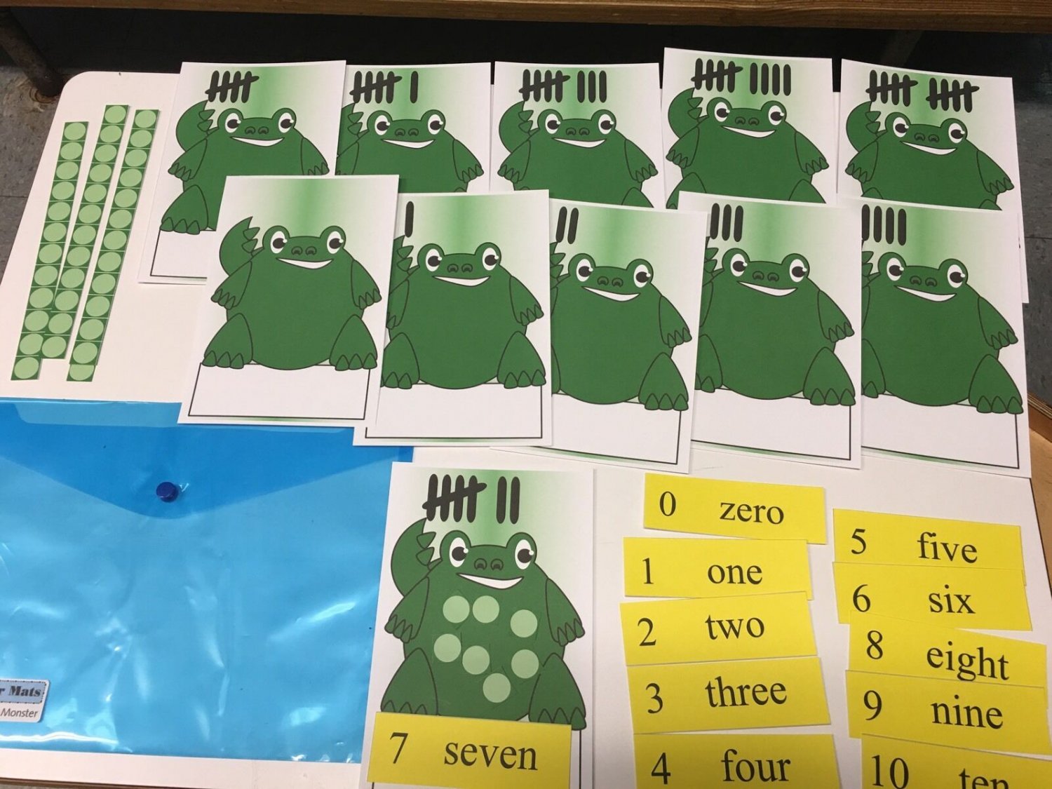 0-10 Monster Spots Learning Center- COUNTING MATS - Laminated Mats