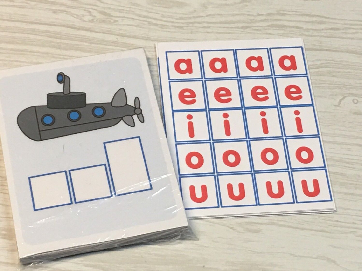 CVC Words Phoneme Frames Card Set & Movable Letter Tiles - LAMINATED