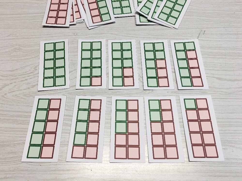 44 - Ten frame Counting Cards- Laminated Activity Set - Teaching Supplies