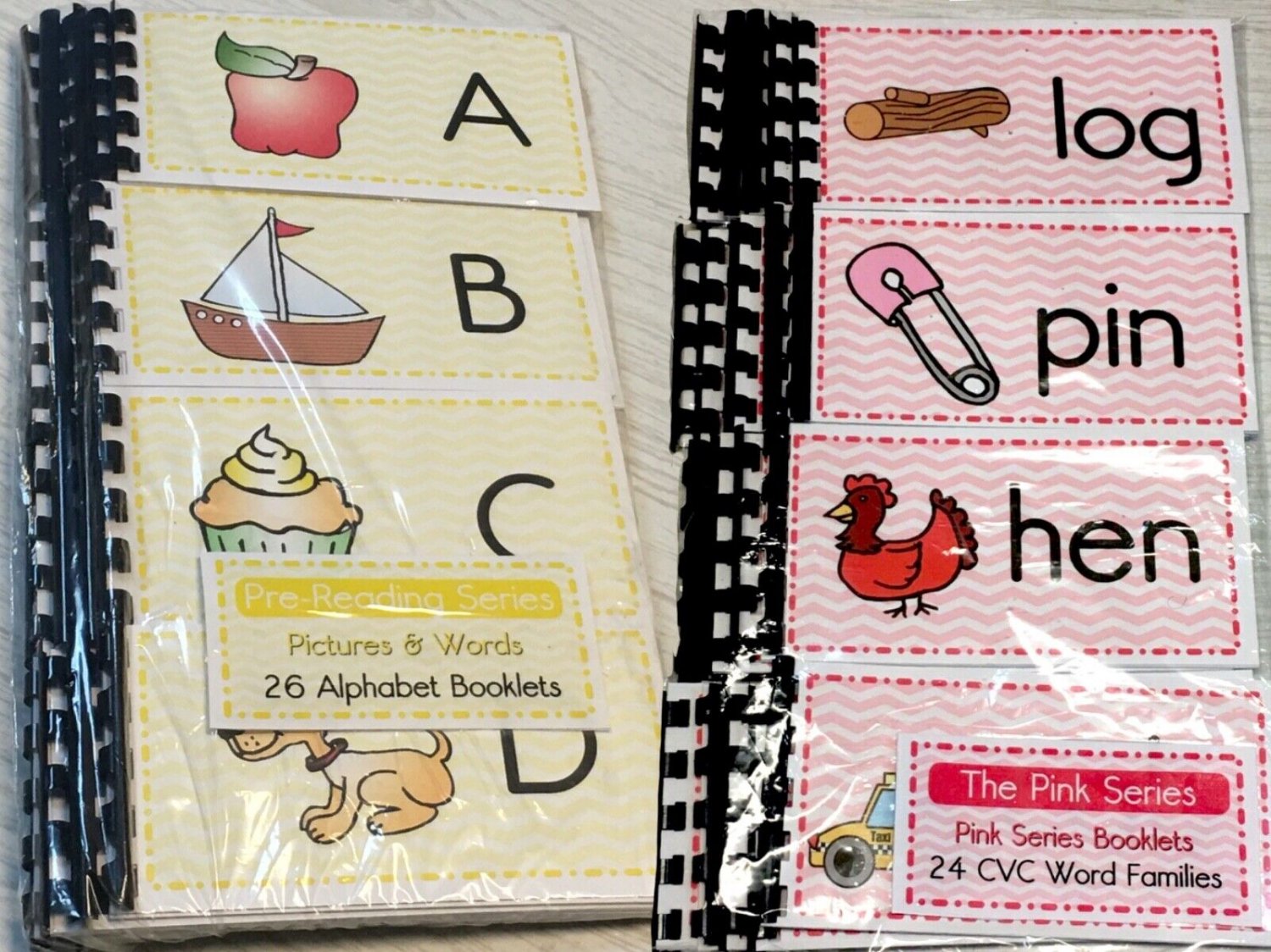 Montessori Materials - 50 booklets - Alphabets & Pink Series CVC Words