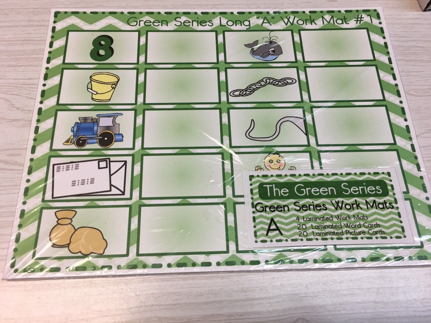 The Green Series - Vowel A Work Mats (40 cards-4 Laminated WorkMats ...