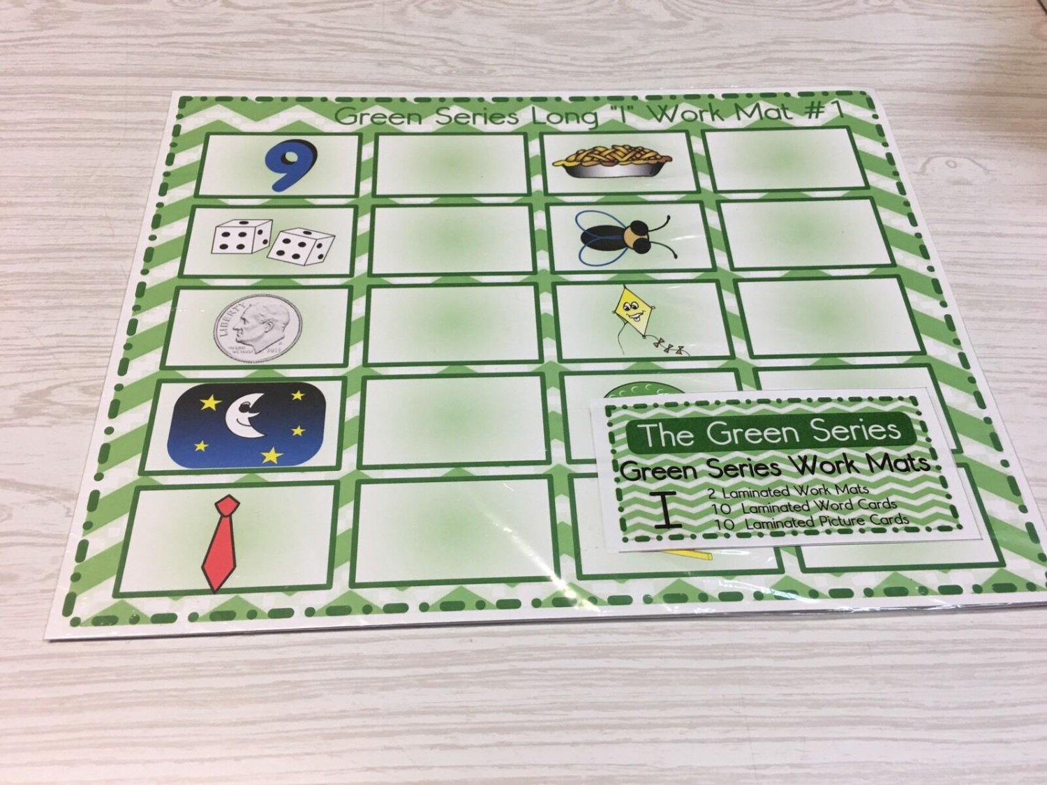 The Green Series - Vowel I Work Mats (20 cards-2 Laminated WorkMats ...