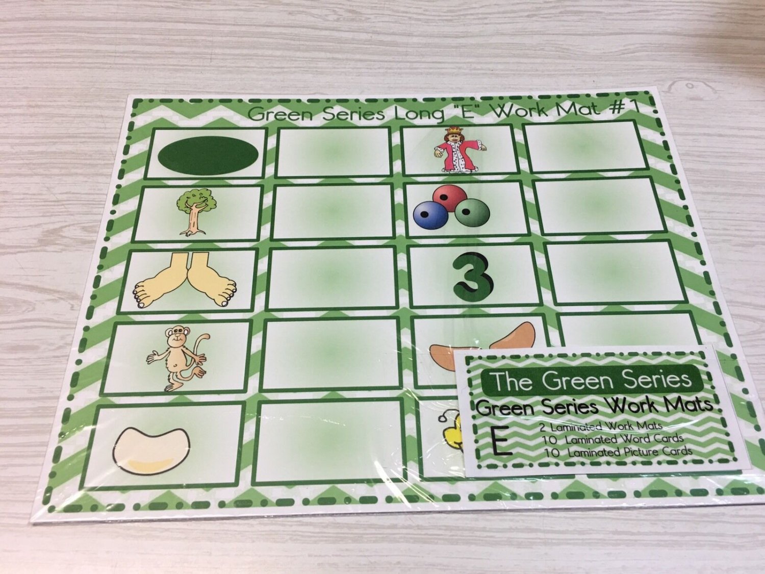 The Green Series - Vowel E Work Mats (20 cards-2 Laminated WorkMats ...