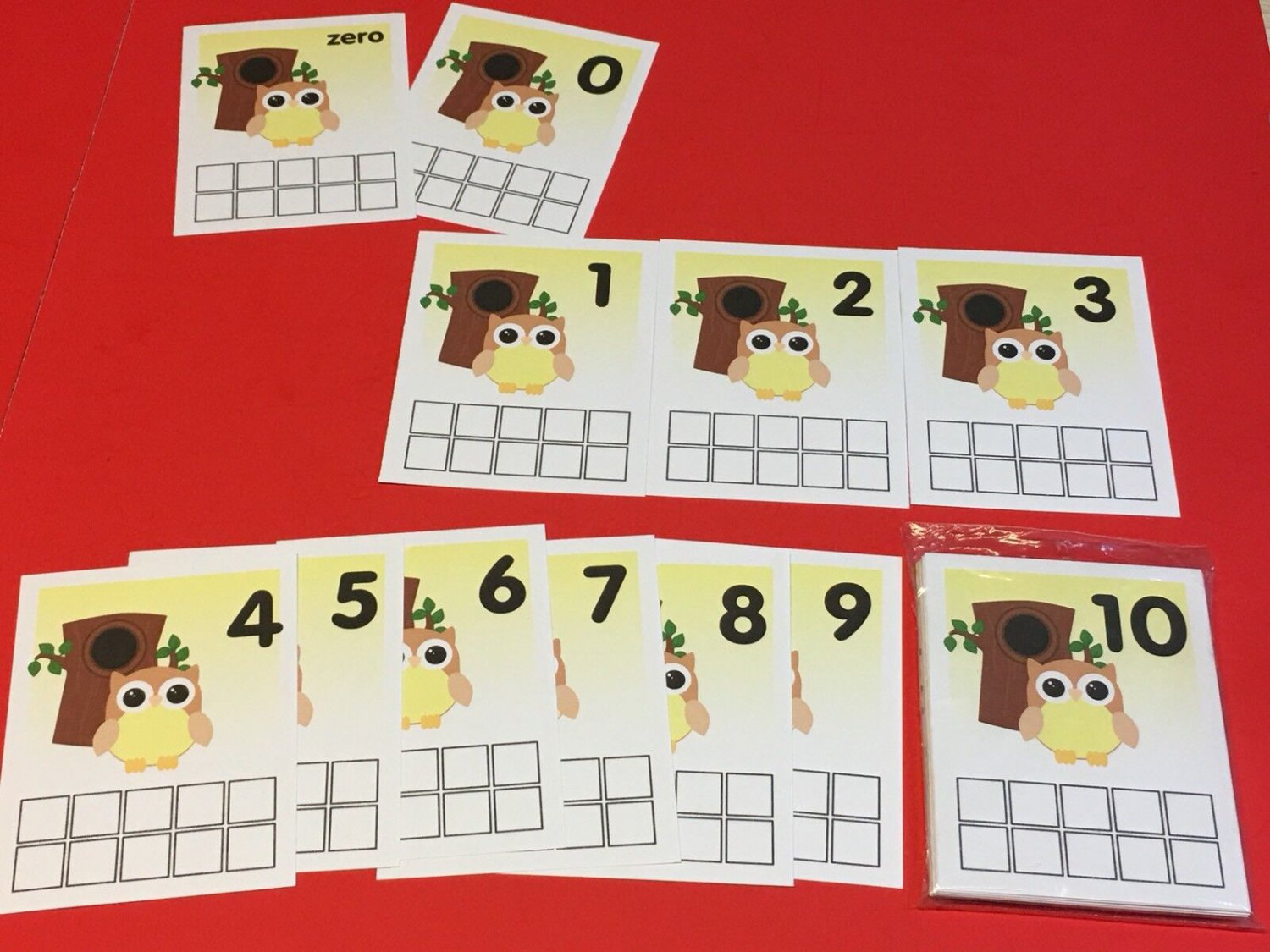 OWL TENS FRAMES- Laminated Dry Erase cards - Teaching supplies