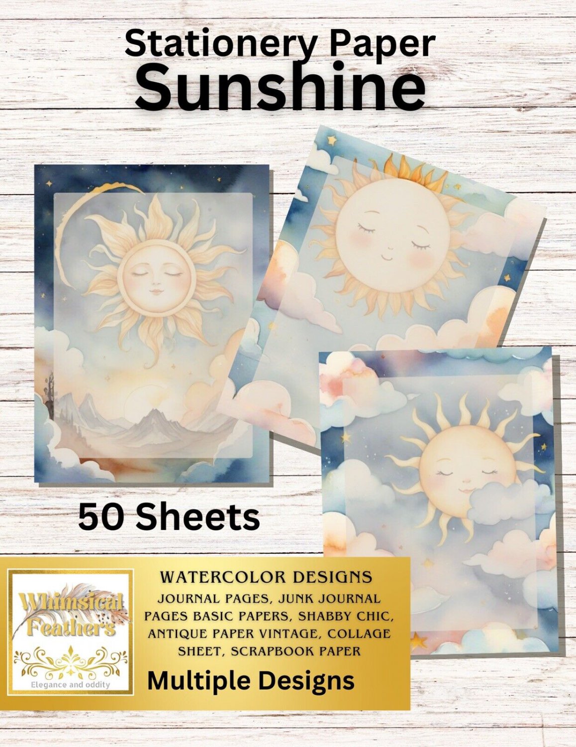 Sunshine - 60 Sheets Stationery - 10 Scenic Watercolor Styles - Writing ...