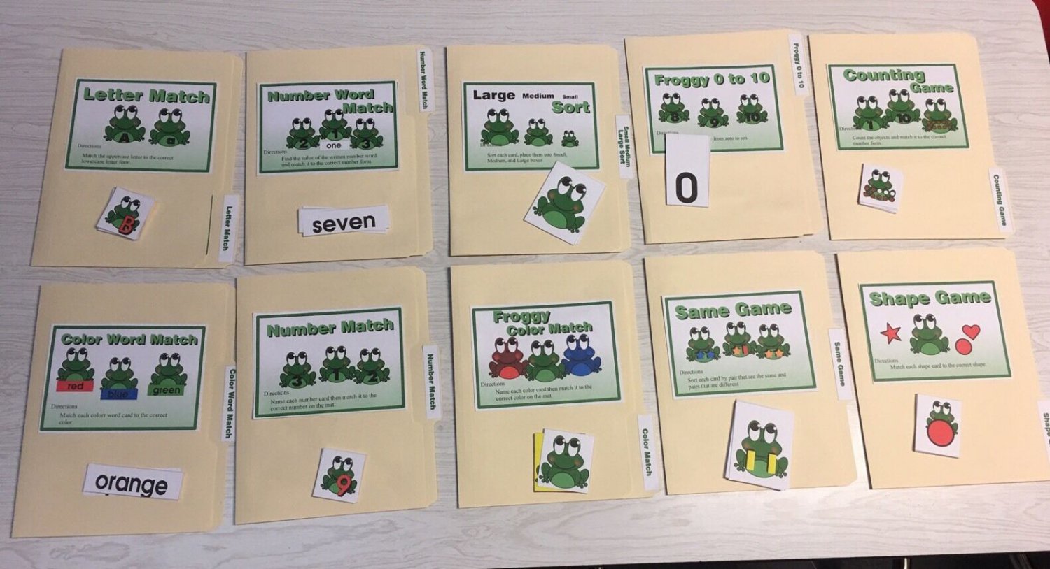 10 File Folder Set - Teaching READING MATH -Froggy Kit