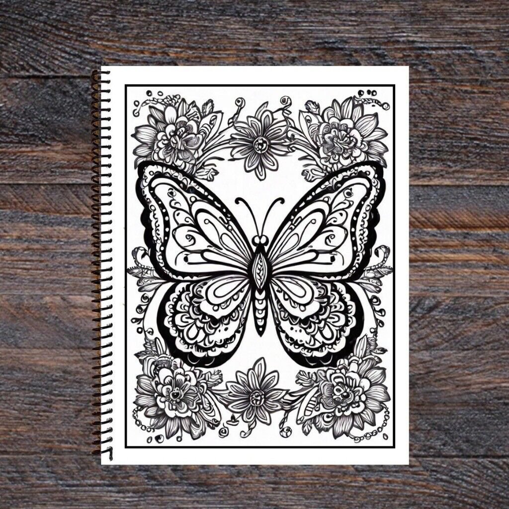 Butterflies - Spiral Bound Adult Coloring Book - Thick Artist Paper ...
