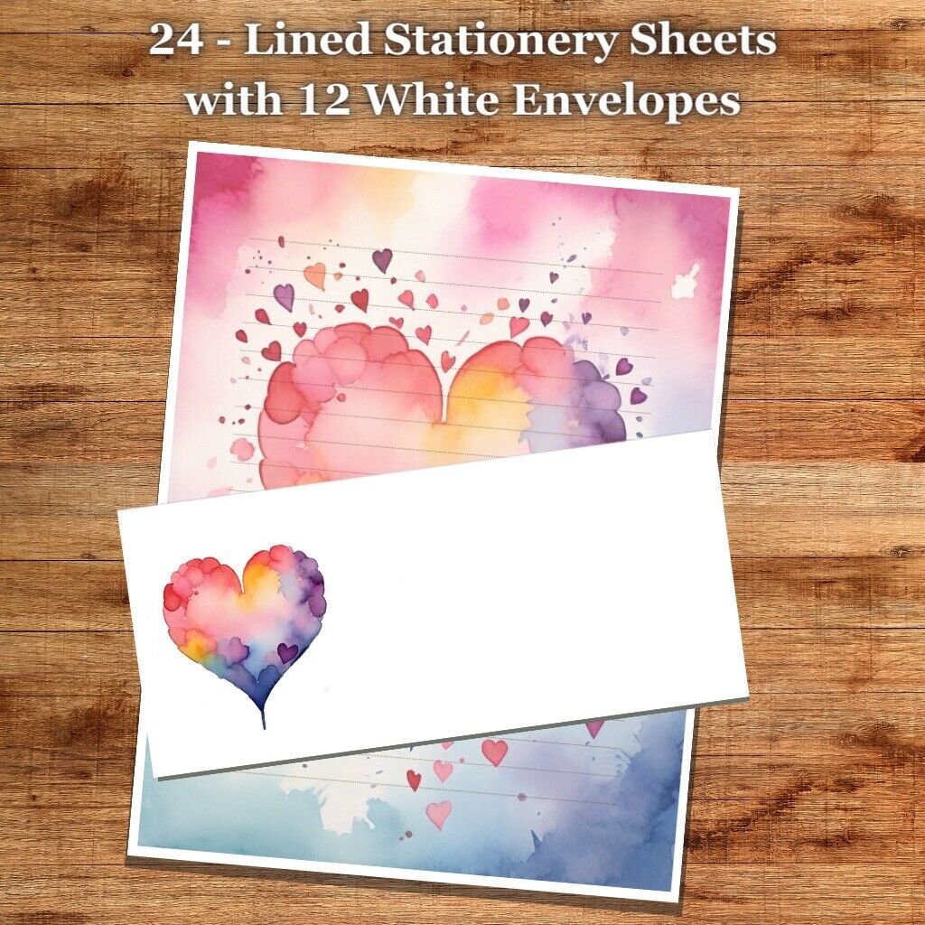 24 - Lined Stationary Sheets with 12 White Envelopes - Spring Design #021