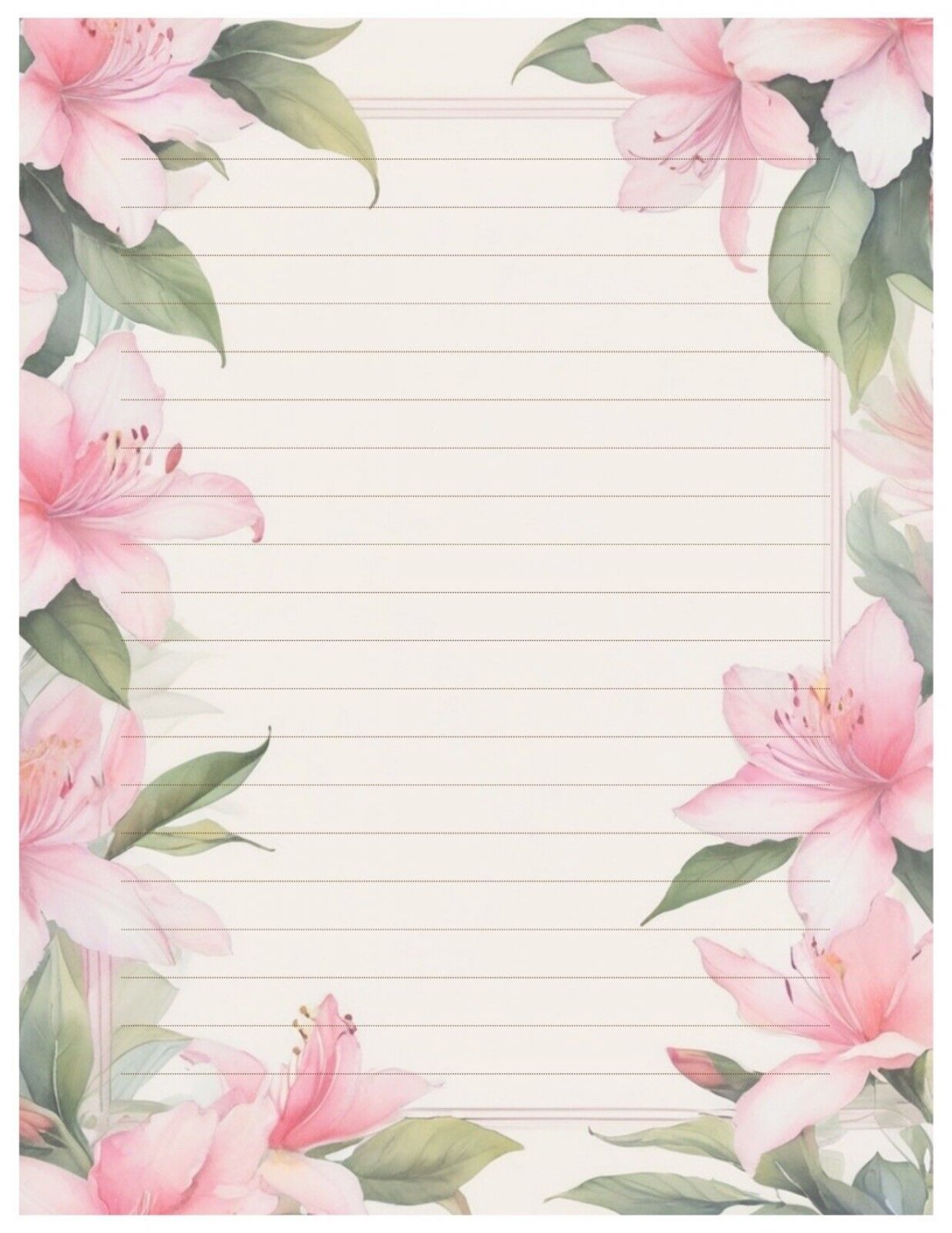24 - Lined Stationary Sheets with 12 White Envelopes - Spring Design #045