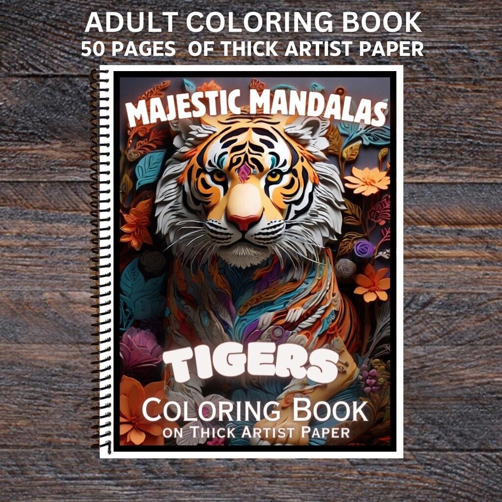 Tigers - Spiral Bound Adult Coloring Book - Thick Artist Paper