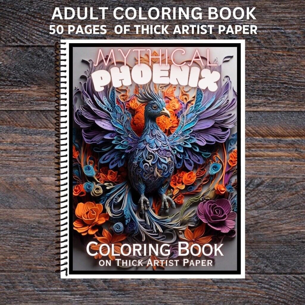 Mythical Phoenix - Spiral Bound Adult Coloring Book - Thick Artist Paper