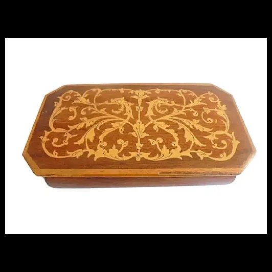 Sorrento inlaid wood box with CARILLON music box for jewels 1950s