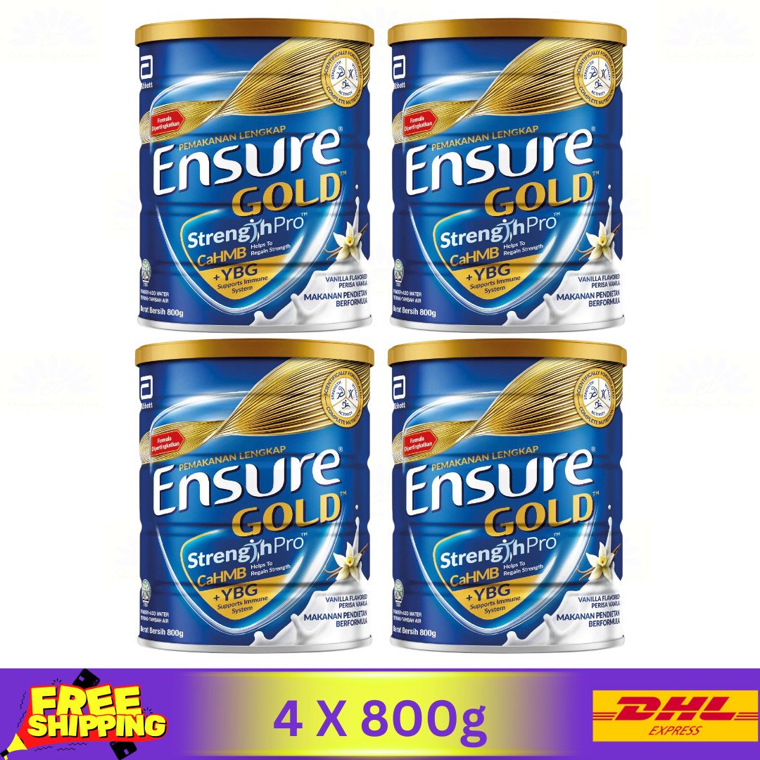 4 X Abbott Ensure Gold Vanilla 800g Milk Powder for Middle-Age & Elderly