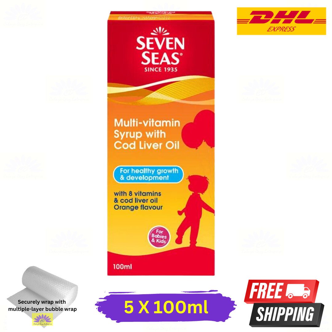 5 X Seven Seas 100ml Multivitamin Syrup Cod Liver Oil Orange Flavour ...
