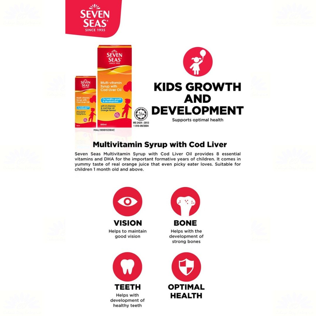 5 X Seven Seas 100ml Multivitamin Syrup Cod Liver Oil Orange Flavour ...