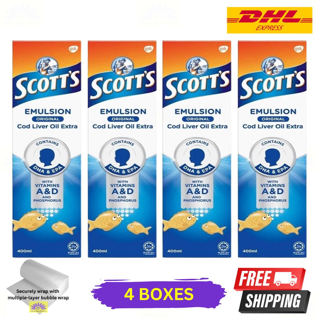 4 X Scott Emulsion Cod Liver Oil Extra Original Flavor 400ml