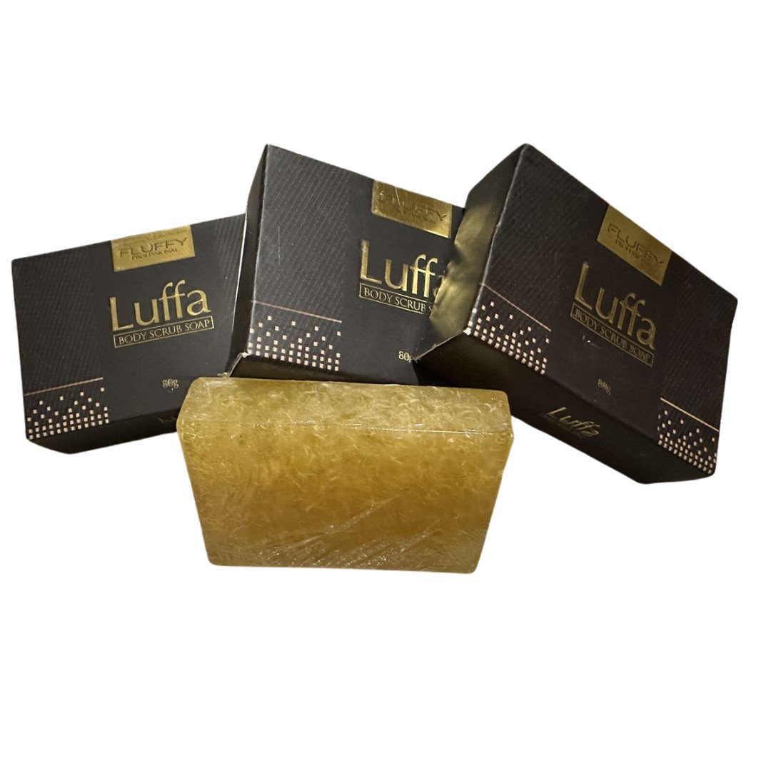 1 X Fluffy Luffa Body Scrub Soap 80 g Natural Exfoliating Loofah Bar