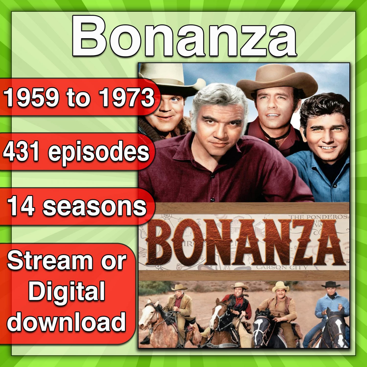 Bonanza: The Complete Series Collection - Seasons 1-14 (1959-1973 ...