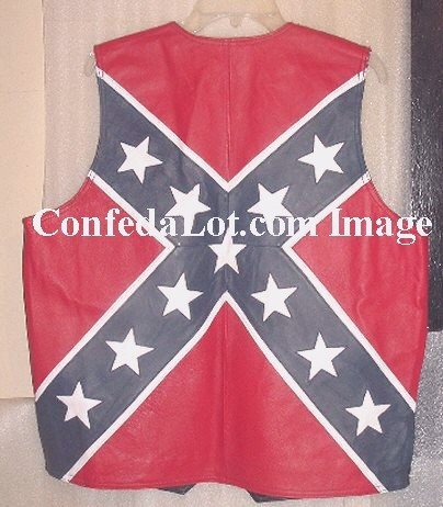 XL WHOLESALE Confederate Flag Leather Vest SIZE EXTRA LARGE NEW