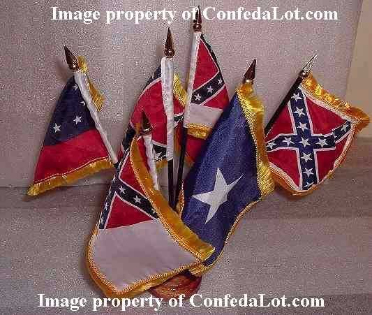 6 Flags of Confederacy Desk set with Wood Base NEW Confederate