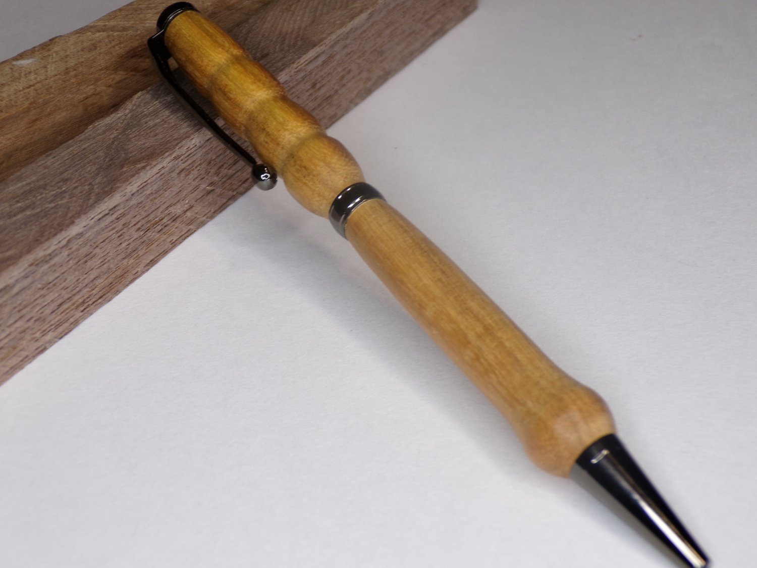 Handmade Pen - Cherry pen with Gun metal tip, ring, and clip