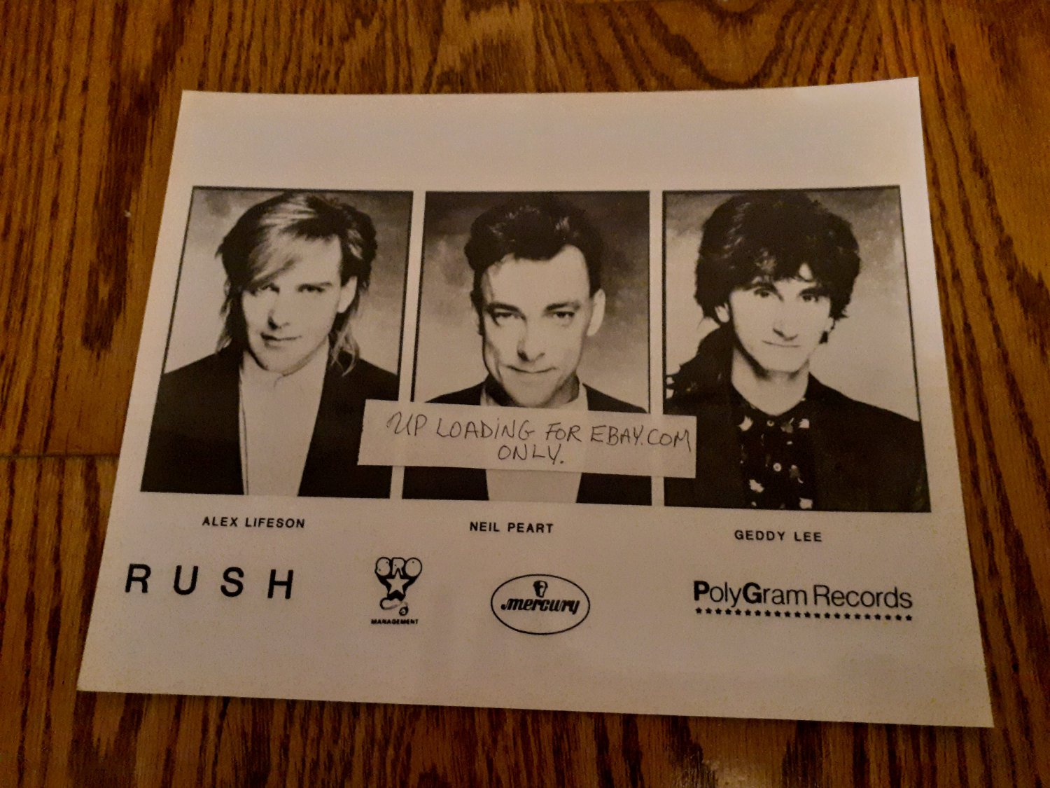 RUSH BLACK AND WHiTE PROMO HORIZONTAL 8X10 IN. 3 SQ. BOXES OF MEMBERS ...
