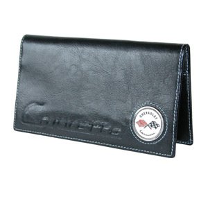 Corvette C1 Checkbook Cover - Black Leather