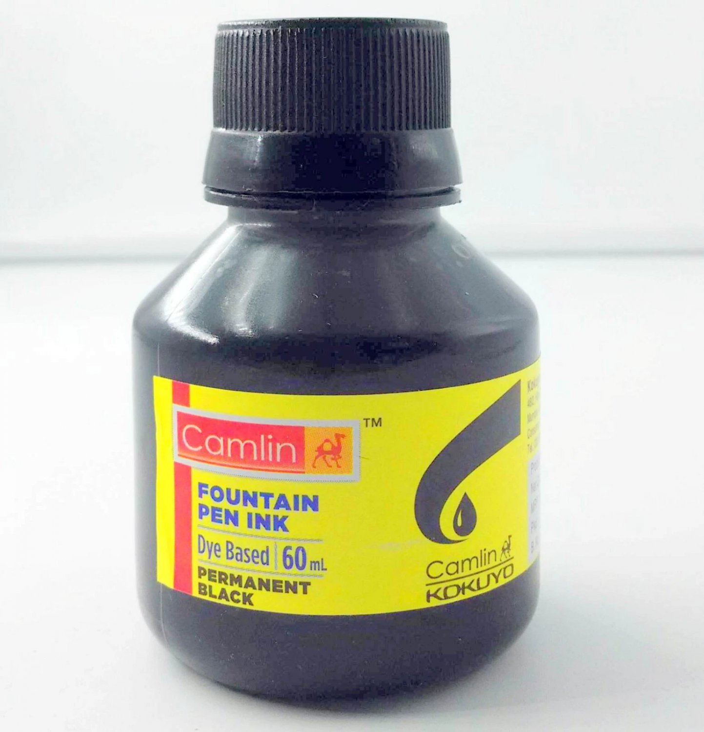 3 Camel Fountain Pen Ink BLACK BLUE RED Bottles 60 ml 2 oz Camlin 3 qty ...