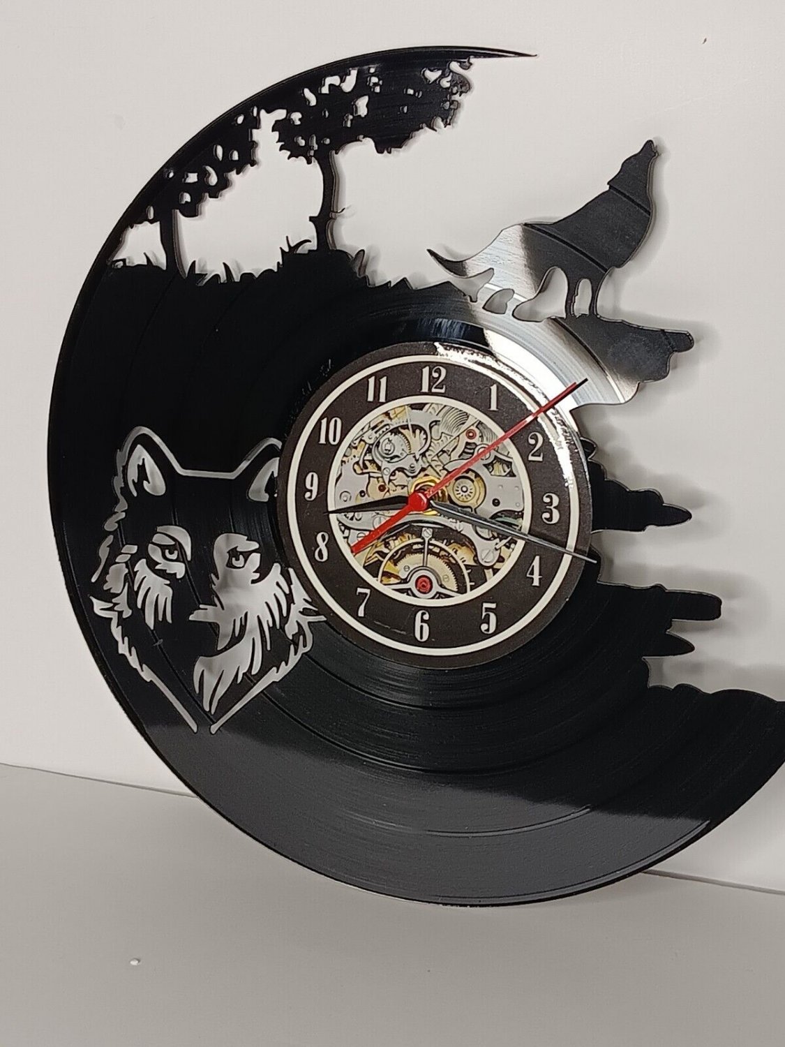 12 Inch Wolf Clock, Wild Wolf Wall Decor, Vinyl Record Wall Clock, Wolf ...