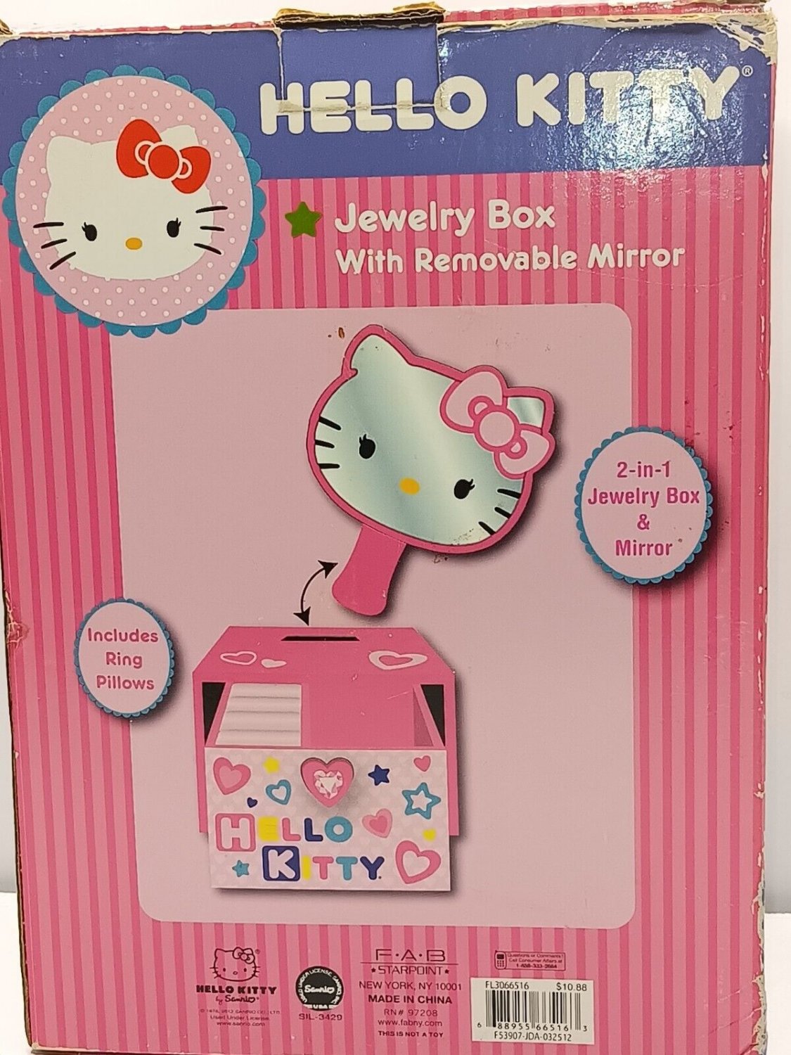 Hello Kitty 2 in 1 Jewelry Box With Removable Mirror Ring Holders ...