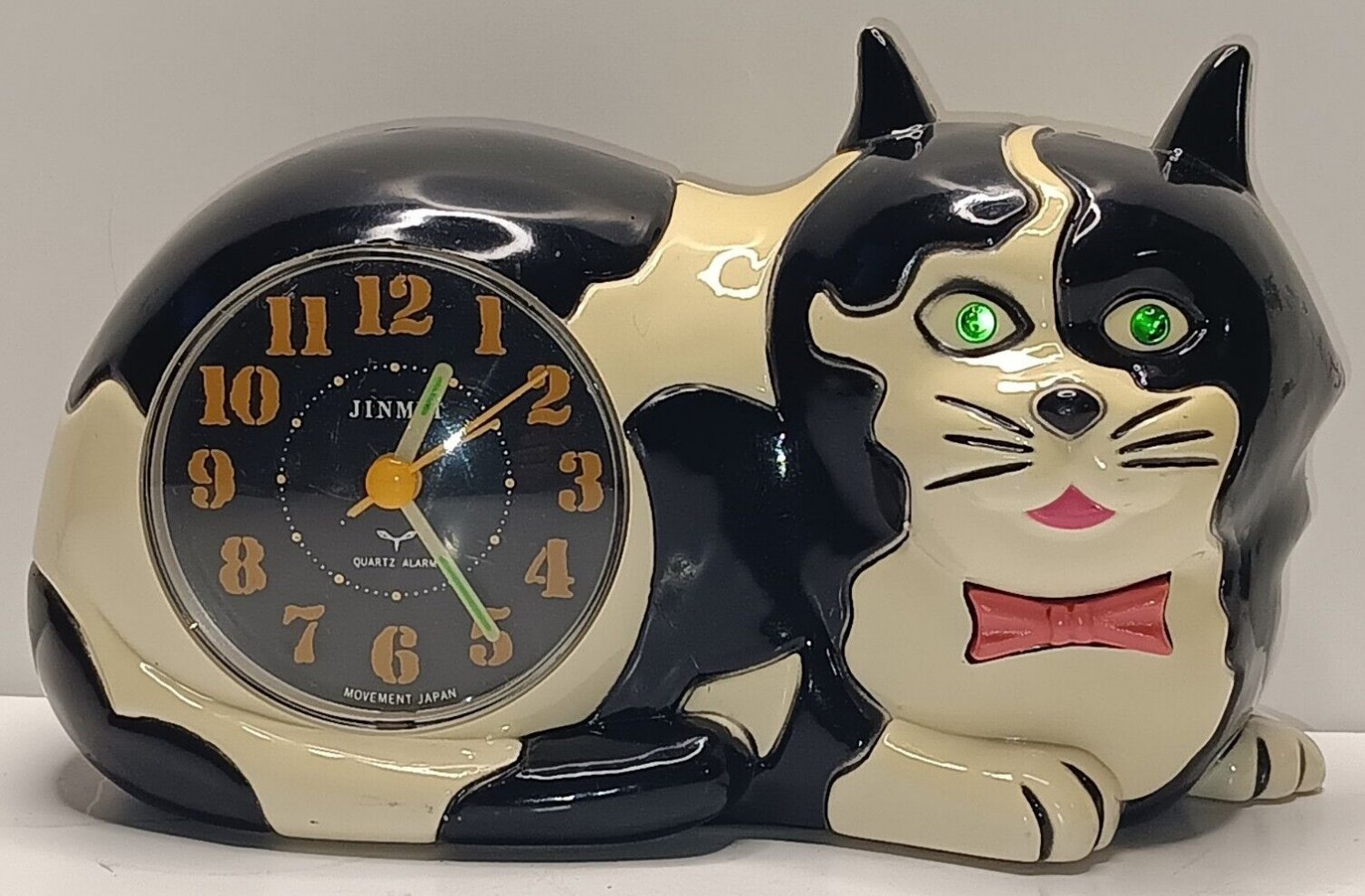 Vintage JINMEI Cat Alarm Clock Meow SOUNDS Green Light Up Eyes RARE ...