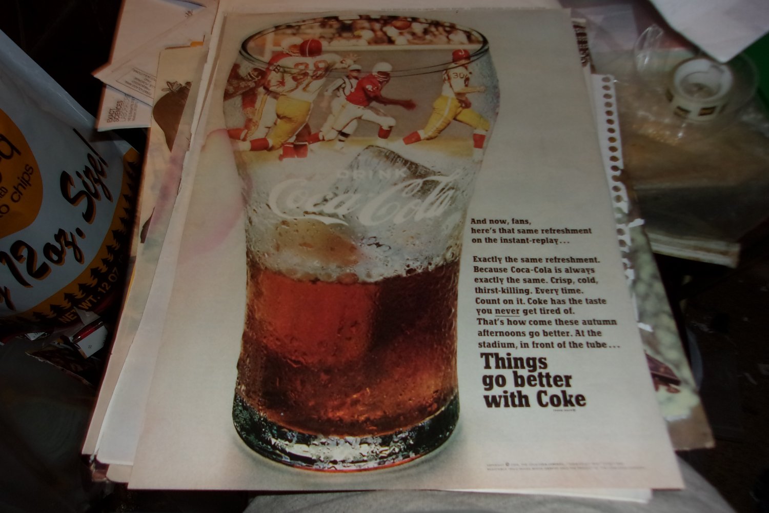 vintage Coca Cola magazine advertisement with football game things from ...